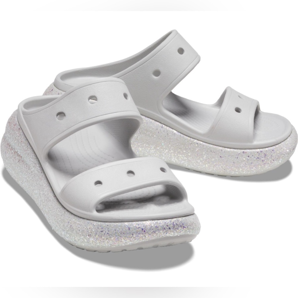 Crocs Classic Crush Glitter Platform Sandals - Gem